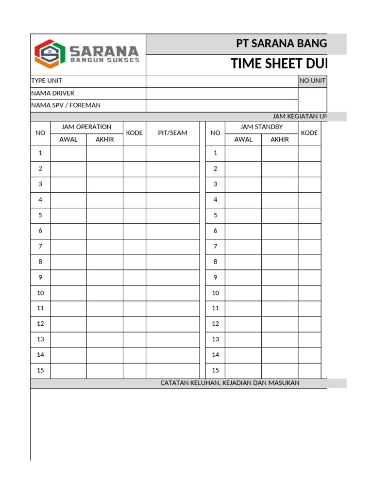Form Timesheet Driver | PDF