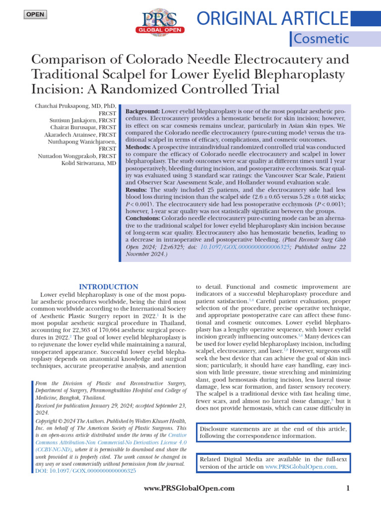Comparison of Colorado Needle Electrocautery And.58 | PDF | Surgery ...