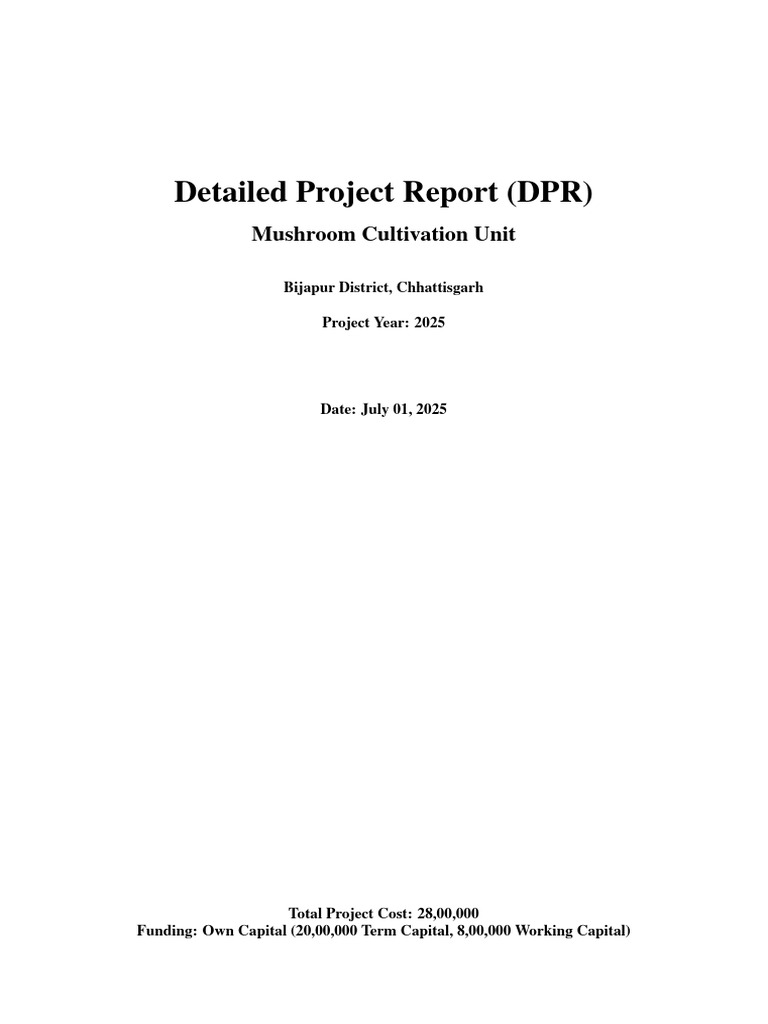 Mushroom Cultivation DPR | PDF | Internal Rate Of Return | Net Present Value