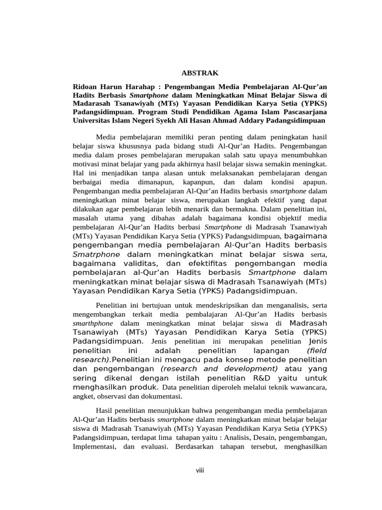 Abstrak - Daftar Isi Tesis | PDF