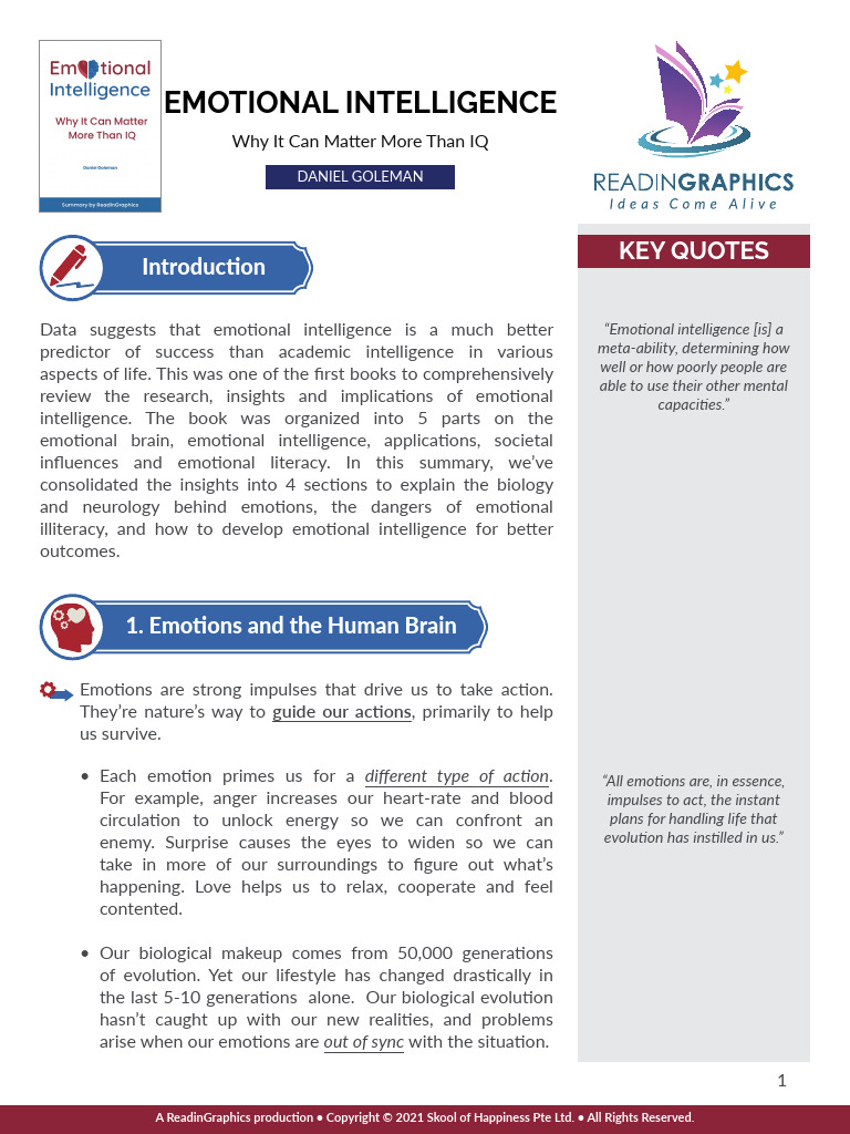 RIG - Emotional Intelligence Text Summary | PDF | Emotions | Anger
