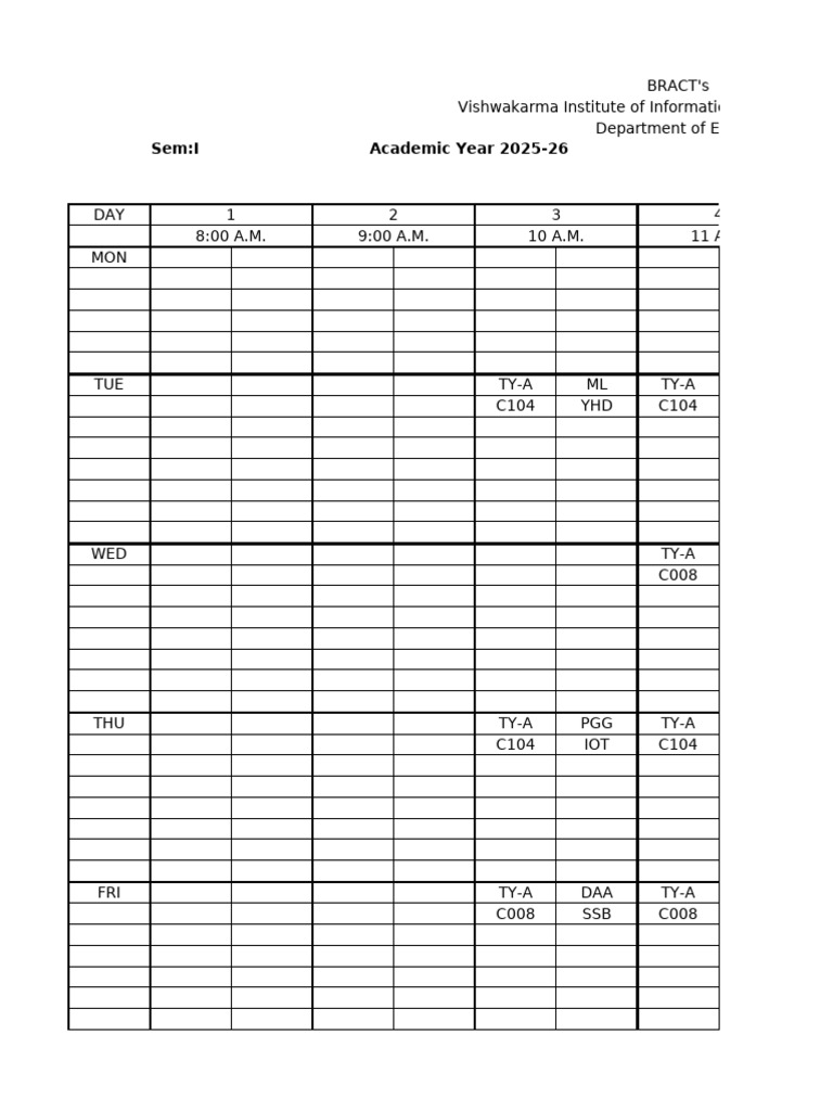 TY & BTech Timetable For First Week 7july | PDF