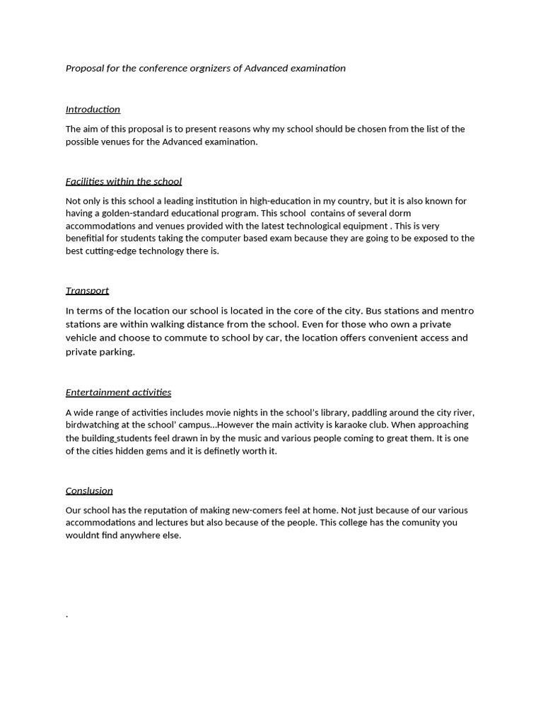 Advanced Exam Venue Proposal | PDF