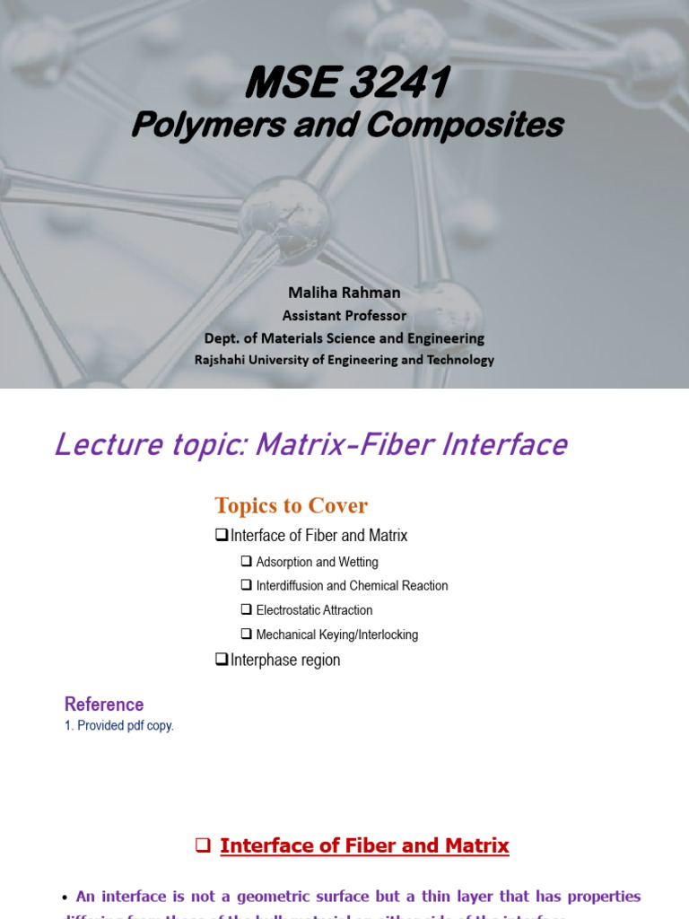 L7 (Matrix-Fiber Interface) Dsdhgfdsasdfghj | PDF | Adhesion | Wetting