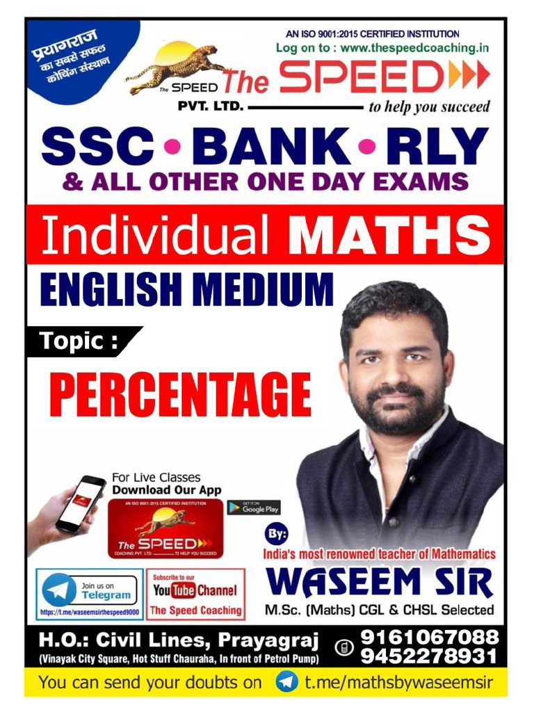 Updated Percentage Ind Maths English Medium Final Sheet by Waseem | PDF | Area | Length