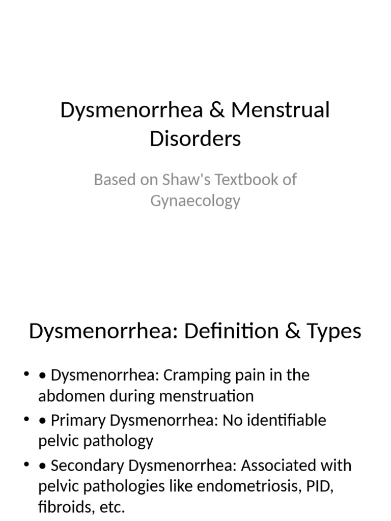 Dysmenorrhea: Types and Treatments | PDF
