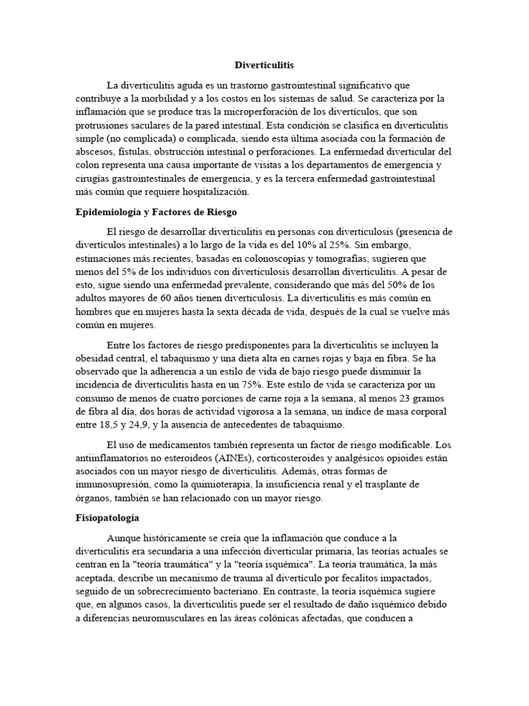 Diverticulitis: Causas, Síntomas y Tratamiento | PDF | Enfermedades y ...