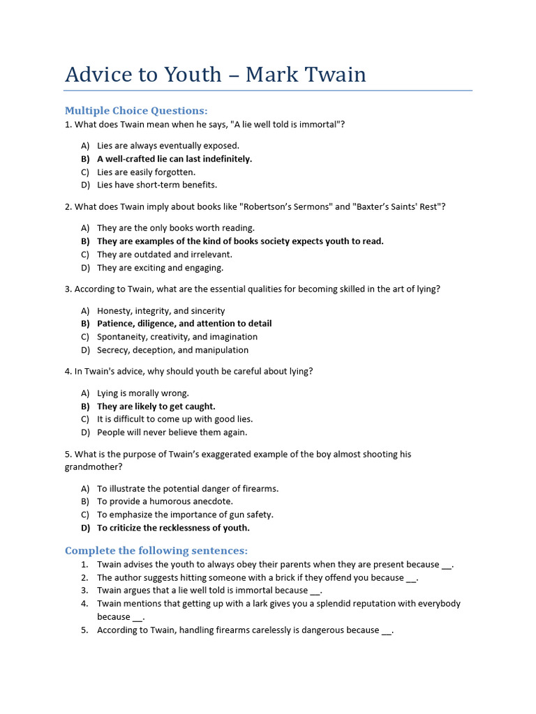 Advice To Youth | PDF