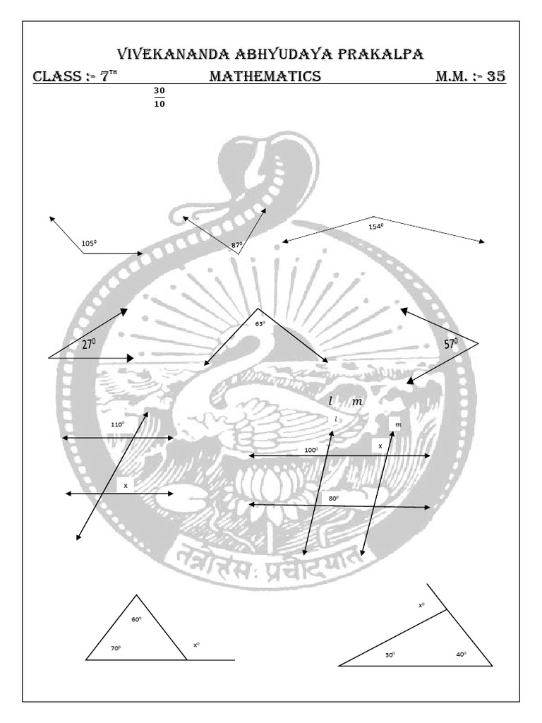 Class 7 Mathematics Practice Questions | PDF