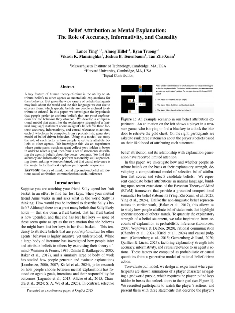 Belief Attribution in Mental Explanations | PDF | Causality | Rationality