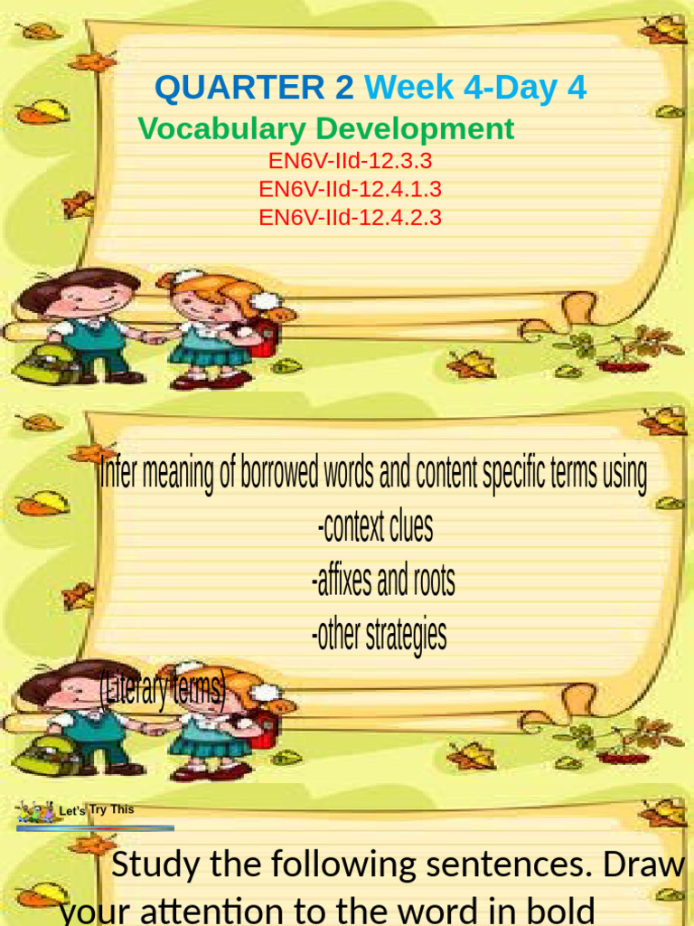 English 6 q2 Week 4 Day 4 | PDF | Word | English Language