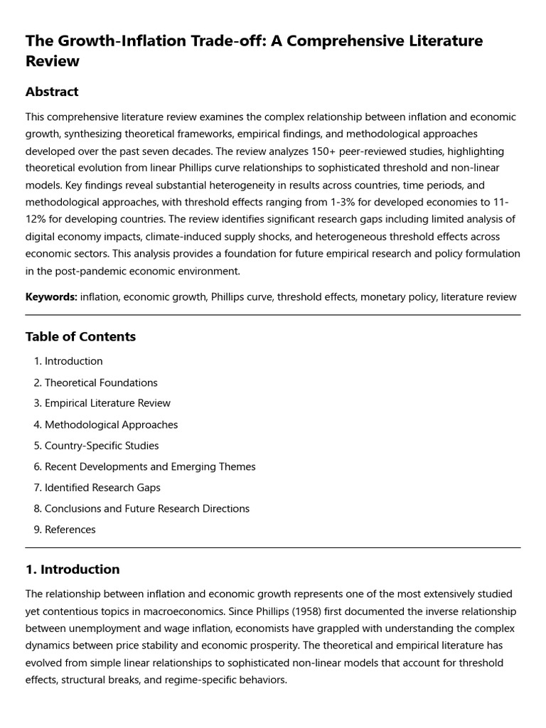 Growth-Inflation Trade-Off - A Comprehensive Literature Review For PHD ...