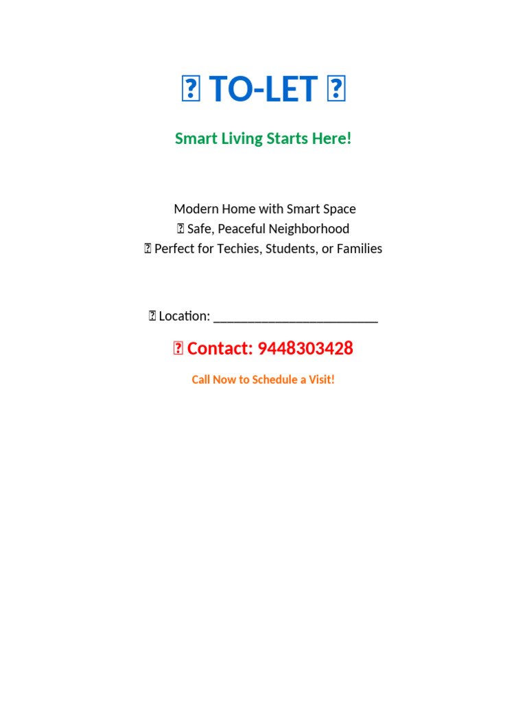 Smart ToLet Board | PDF