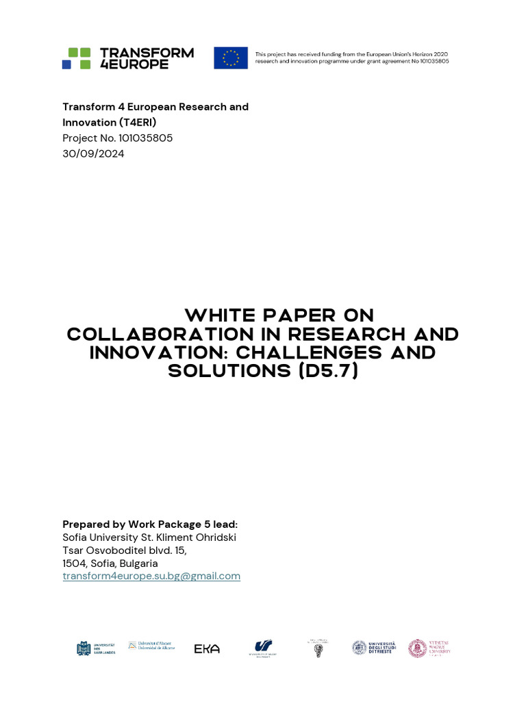 T4ERI D5.7.White Paper | PDF | Interdisciplinarity | Science