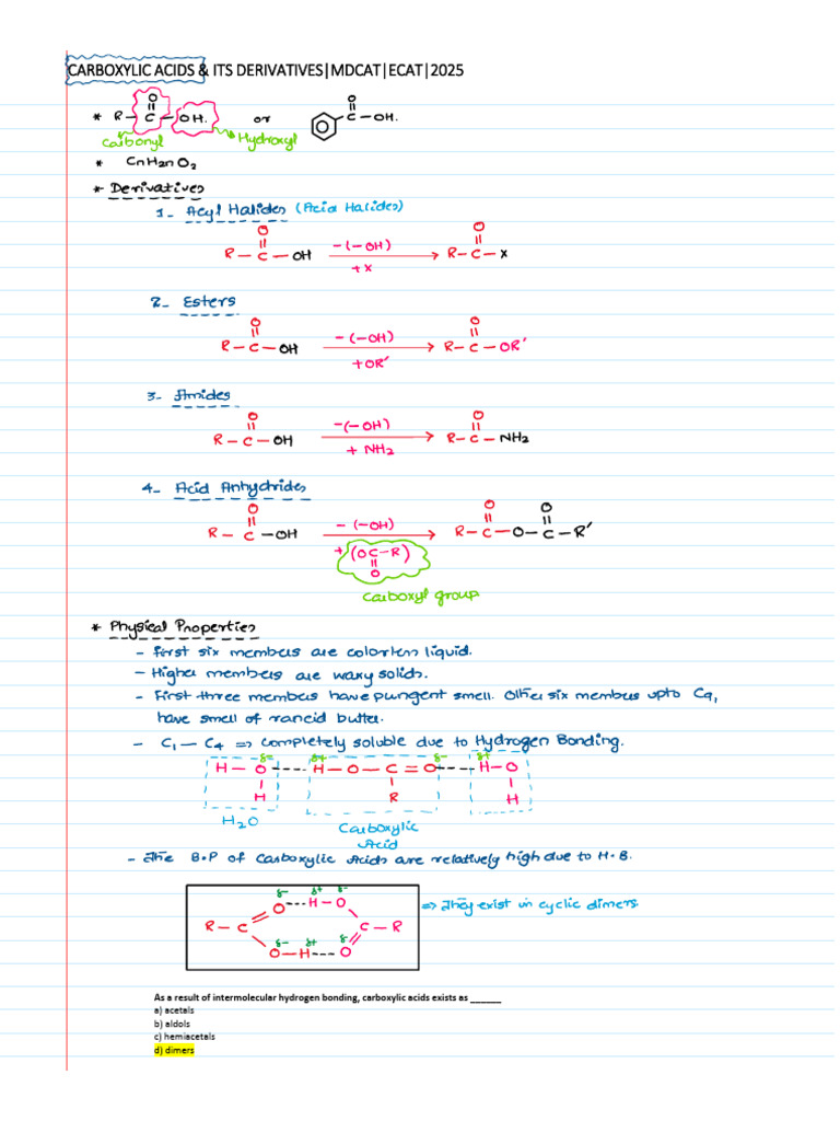 Carboxylic Acids & Its Derivatives | PDF | Ester | Carboxylic Acid