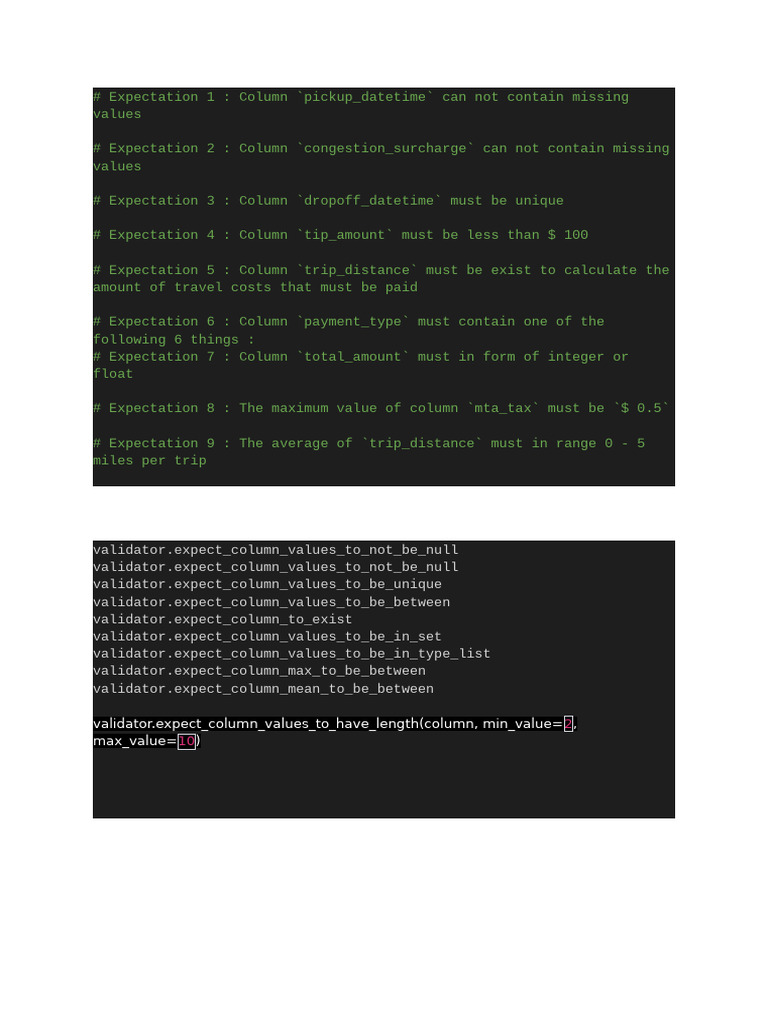 Validator - Expect - Column - Values - To - Have - Length (Column, Min - Value, Max - Value ) | PDF