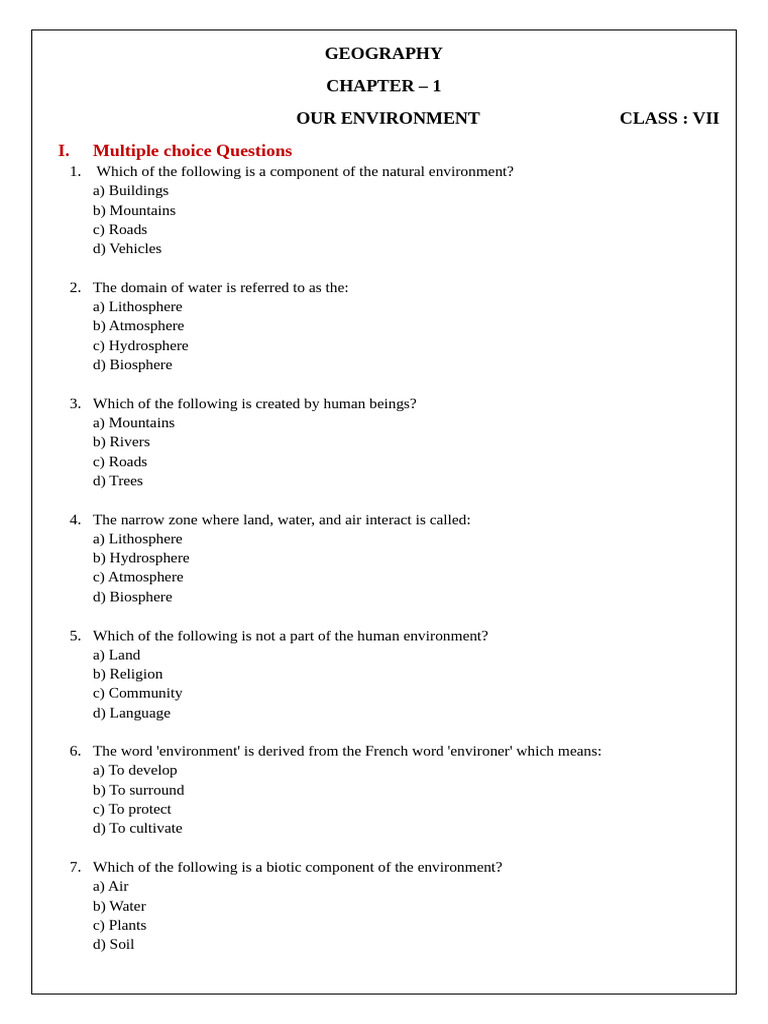 Geography Chapter - 1 (Our Environment) | PDF | Natural Environment | Earth Sciences