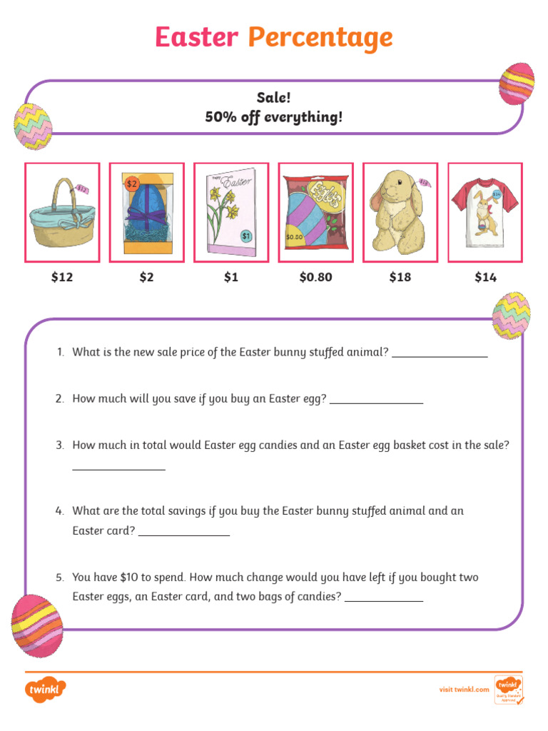 Color Easter Percentage Activity Sheet | PDF