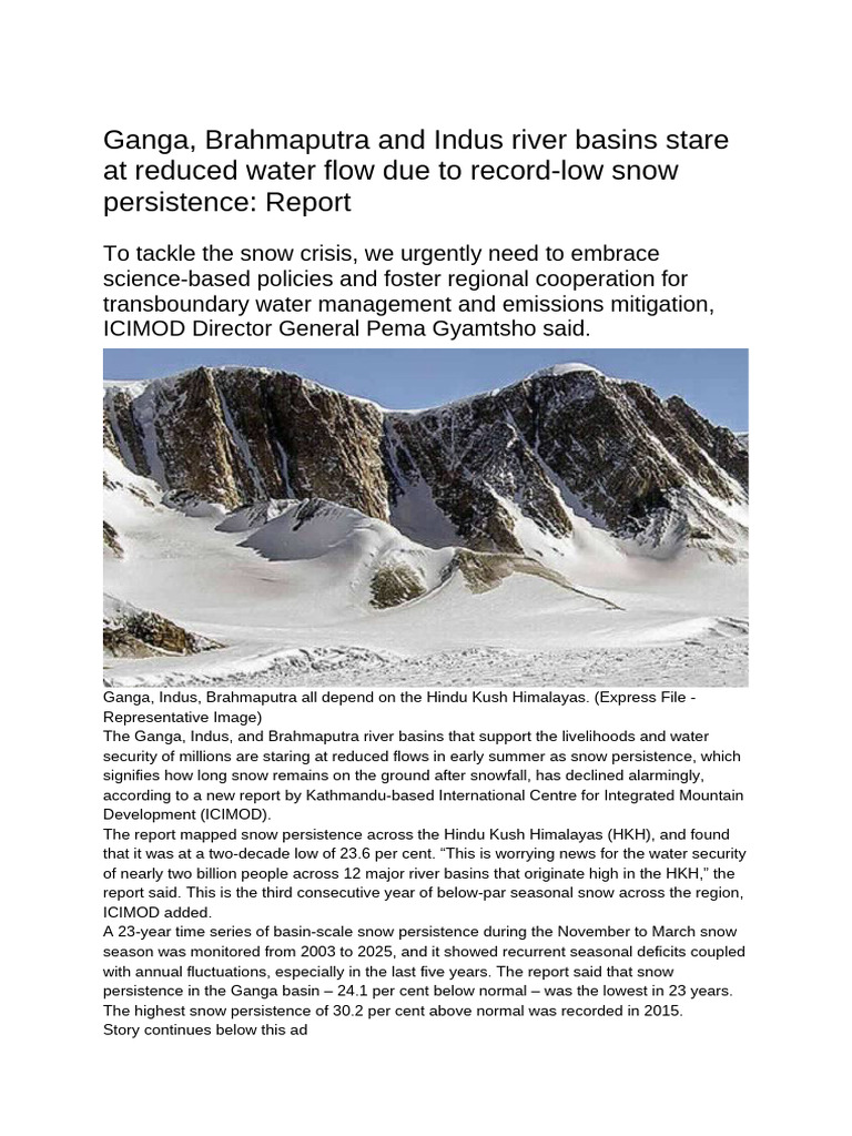 Ganga, Brahmaputra and Indus River Basins Stare at Reduced Water Flow ...