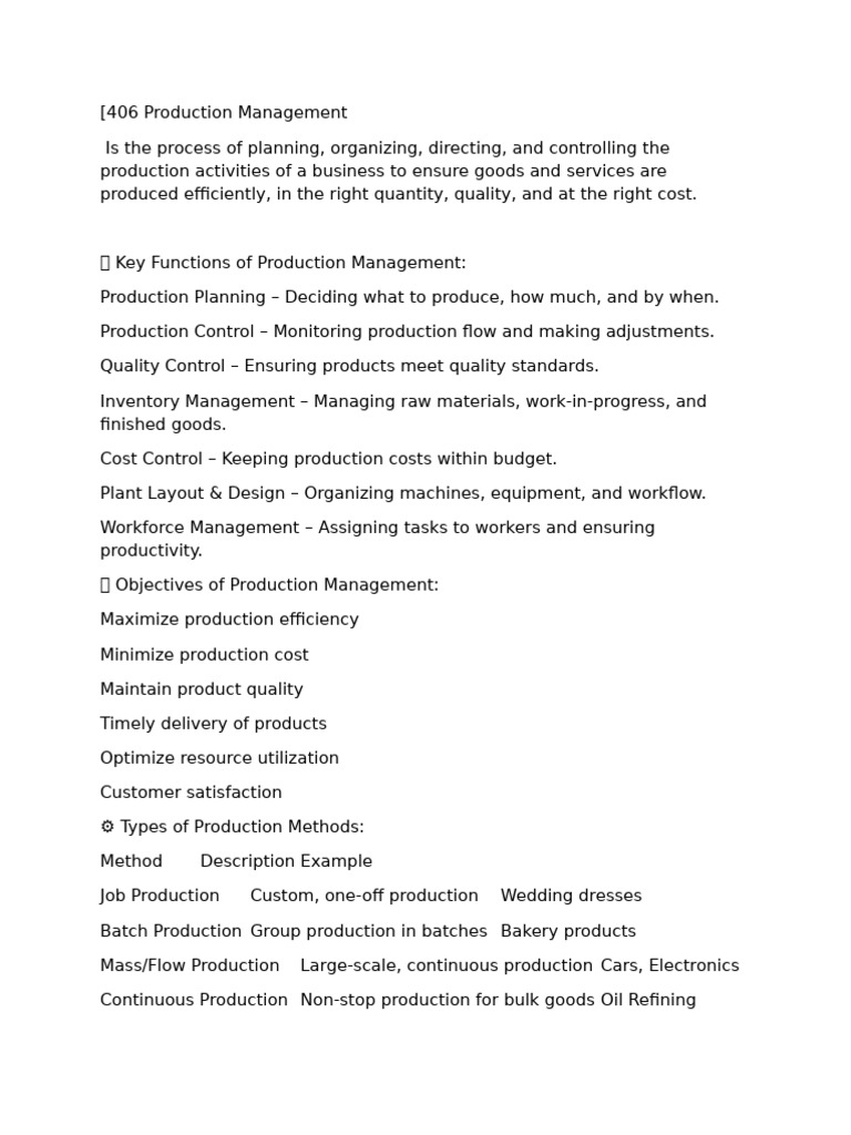 Production Management | PDF | Quality Management | Operations Management