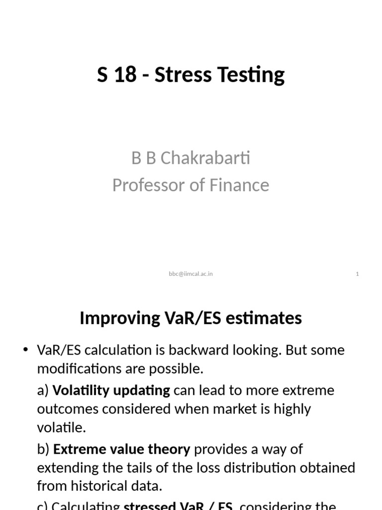 S 18 - Stress Testing | PDF | Value At Risk | Mathematical And ...