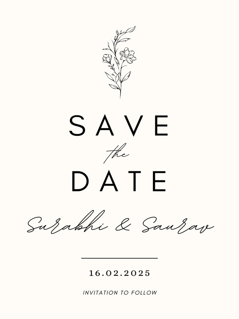 Black Bordered Minimal Save The Date Invitation | PDF