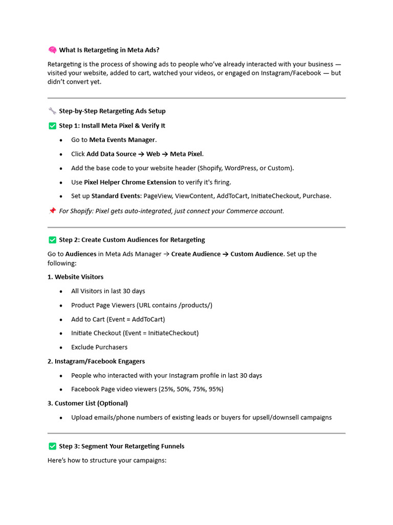 Retargeting In Meta Ads Pdf Facebook Promotion And Marketing Communications