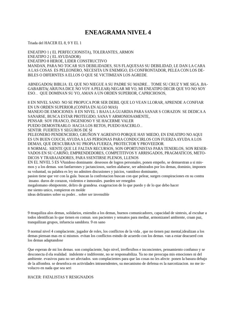 Eneagrama Nivel 4 | PDF | Eneagrama de la personalidad | Ciencias del ...