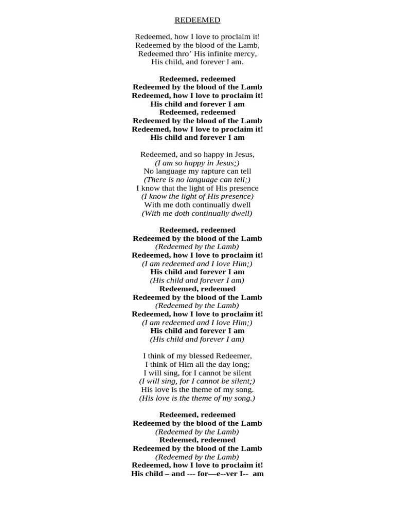 Redeemed by the Blood of the Lamb | PDF