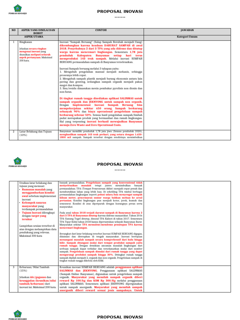 Template Proposal Inovasi | PDF