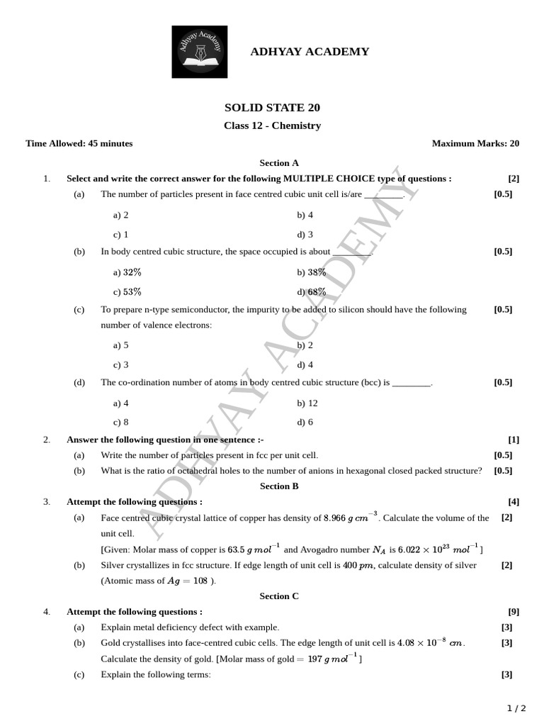 Solid State Theory Paper | PDF | Crystal Structure | Condensed Matter Physics