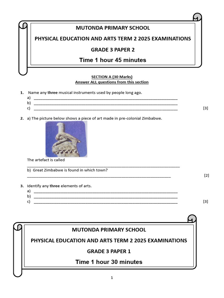 Grade 3 Physical Education Exam 2025 | PDF | Physical Education
