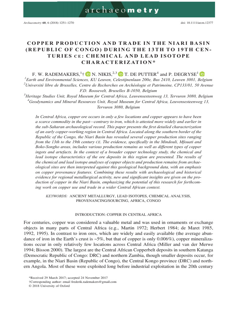 Copper Production and Trade in The Niari | PDF | Ore | Lead