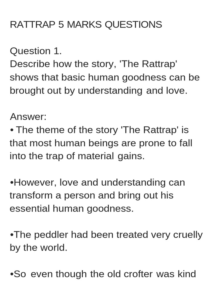 Rattrap 5 Marks Question | PDF