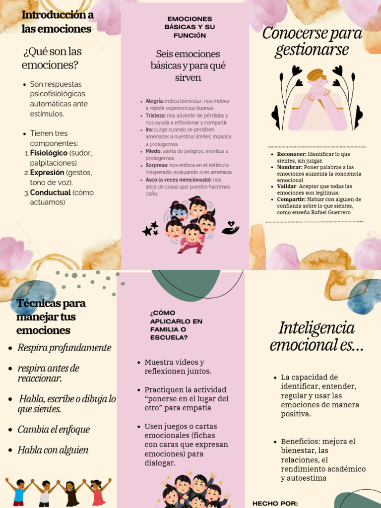 Triptíco Sobre Las Emociones Del Jóvenes | PDF | Las emociones | Psicología Social