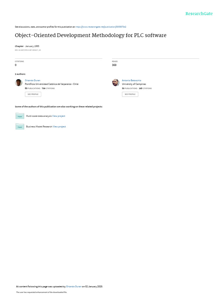 Object-Oriented Development Methodology For PLC So | PDF | Programmable ...