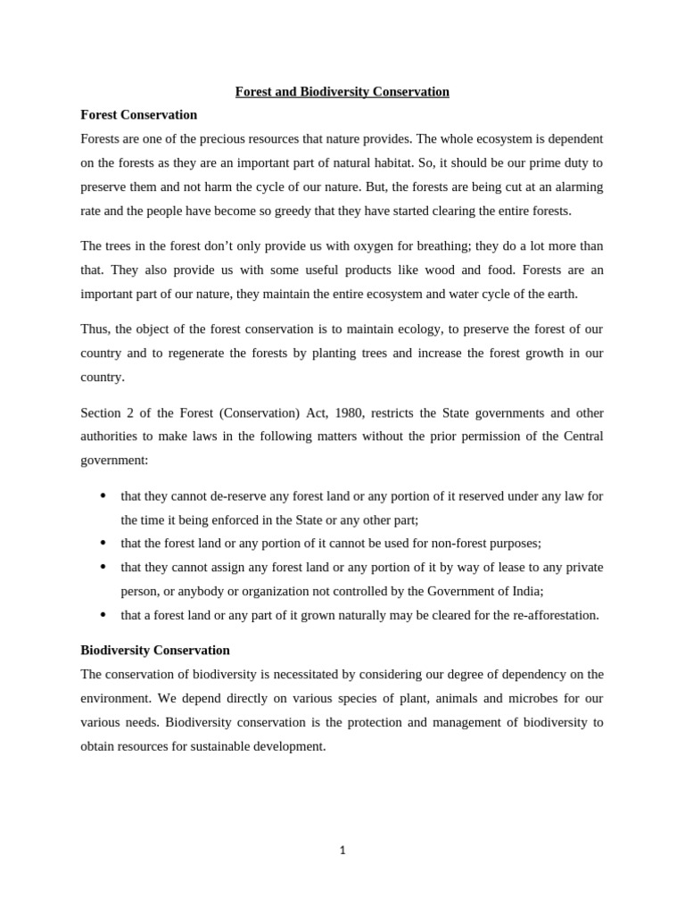 Forest & Biodiversity Conservation | PDF | Conservation Biology ...