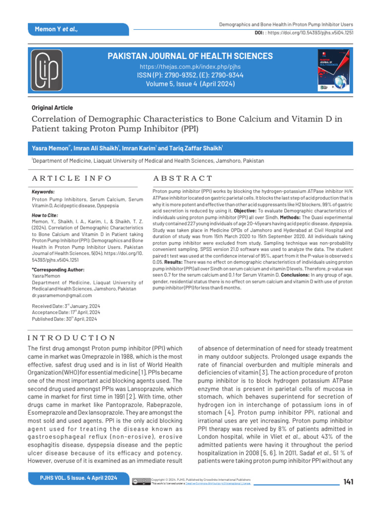 Bone Health in PPI Users: Demographics Study | PDF | Indigestion ...