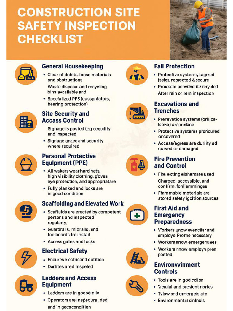 Construction Site Safety Inspection Checklist - JPG | PDF