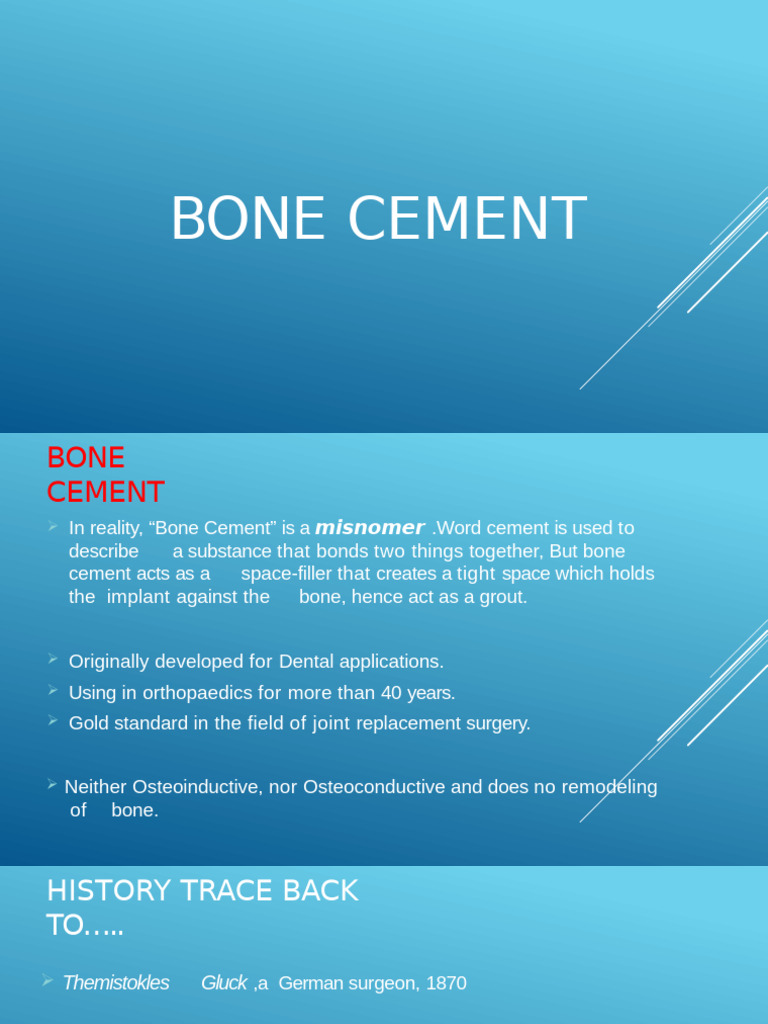 Overview of Bone Cement in Orthopaedics | PDF | Polymerization ...