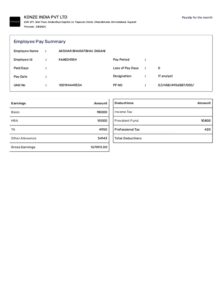Konze Payslip May 2025 | PDF