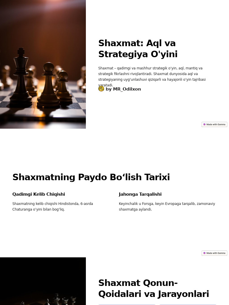 Shaxmat Aql Va Strategiya Oyini | PDF