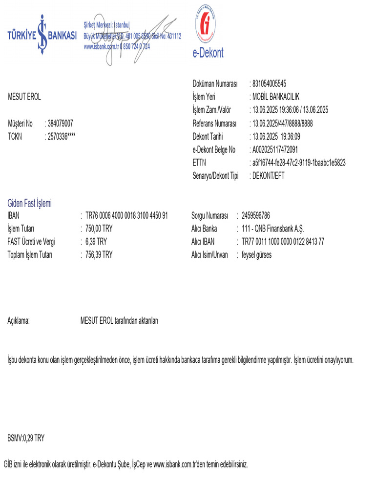 Dekont 25061319360613 06 2025 19 36 12 | PDF