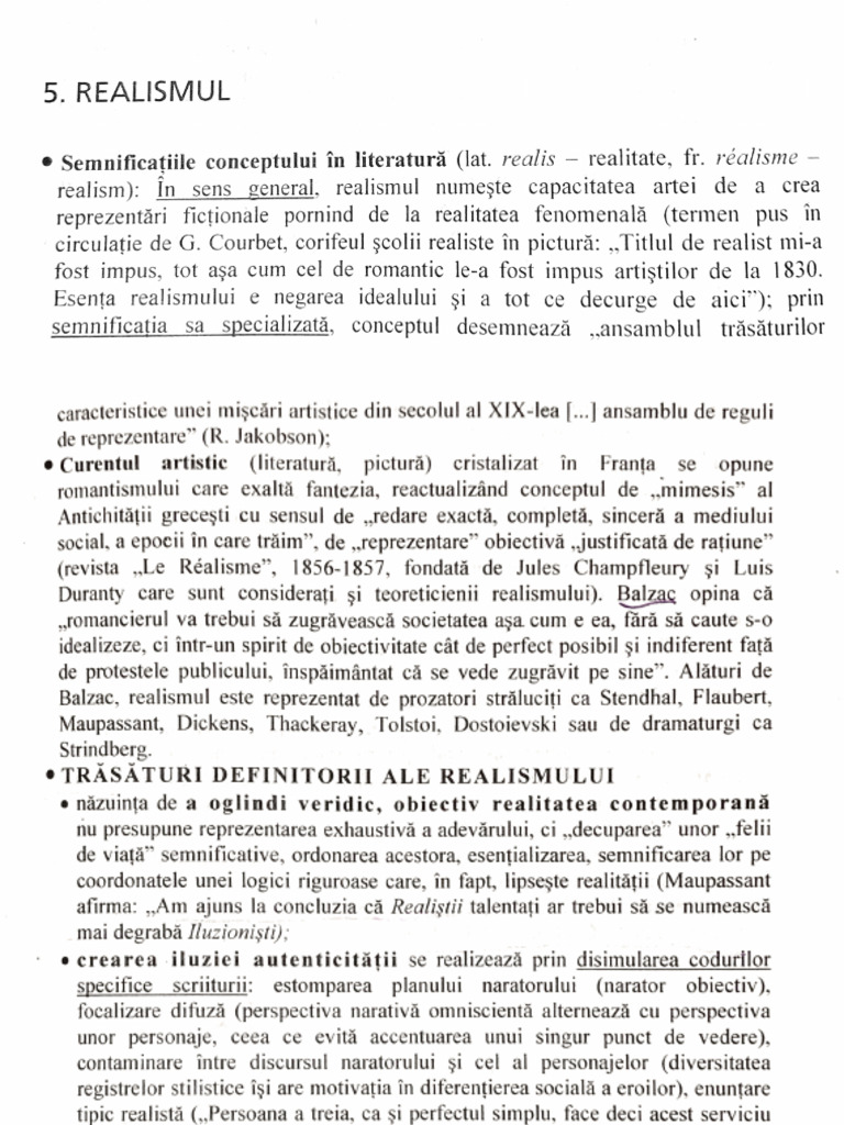 Trăsăturile Realismului | PDF