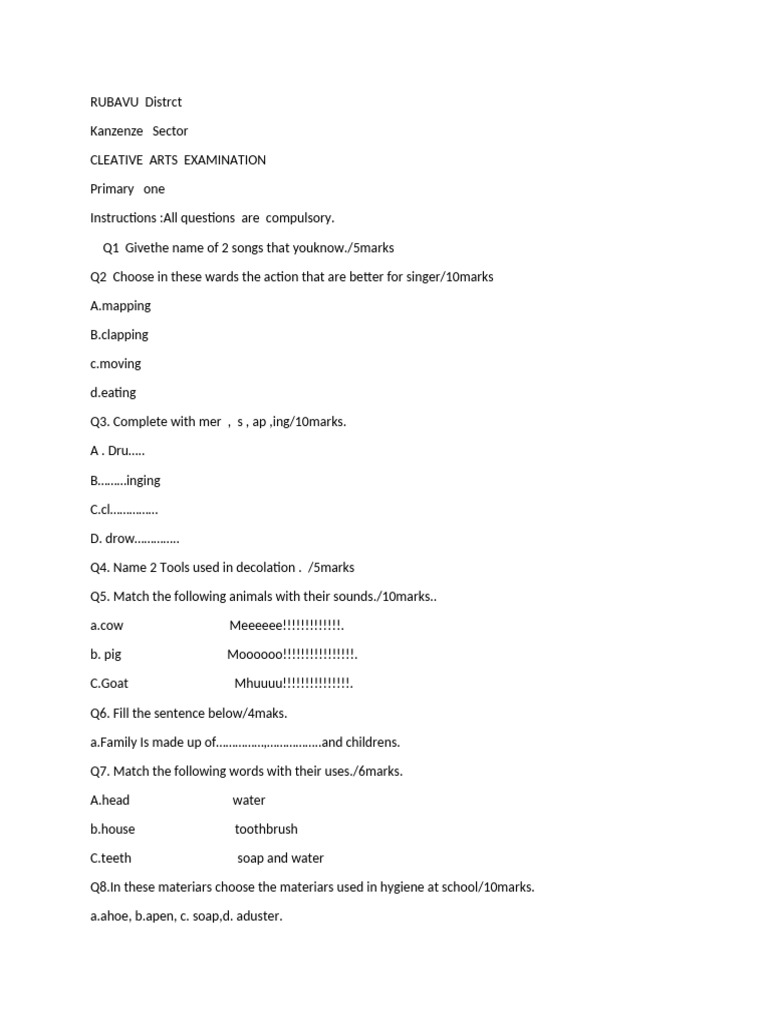 p1 Creative Art Exam | PDF