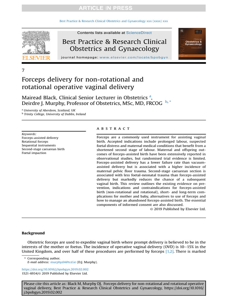 Forceps Delivery: Techniques and Outcomes | PDF | Childbirth ...