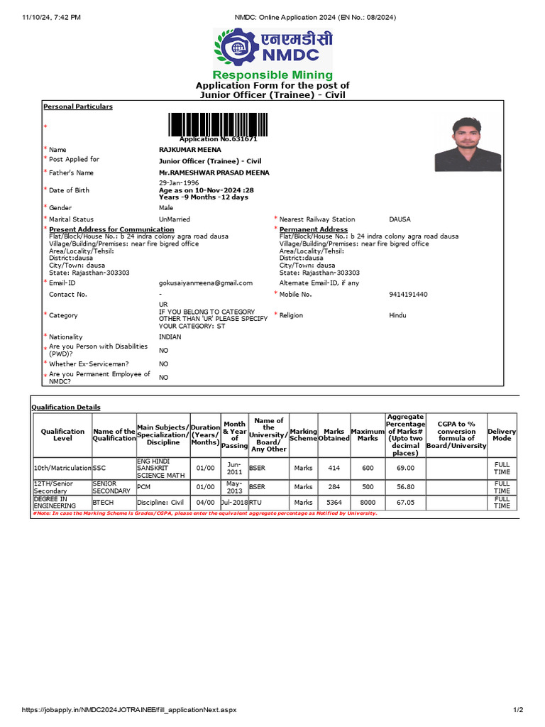 NMDC - Online Application 2024 (En No. - 08 - 2024) | PDF