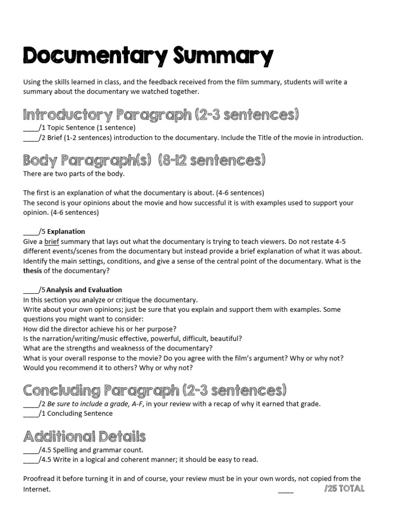 Documentary Assignment Sheet | PDF | English Language | Linguistics