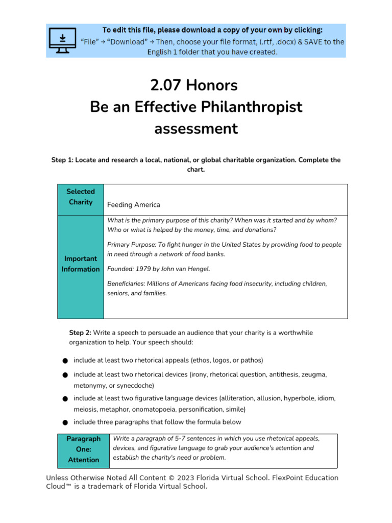 2.07 Honors Be An Effective Philanthropist | PDF | Rhetoric | Persuasion