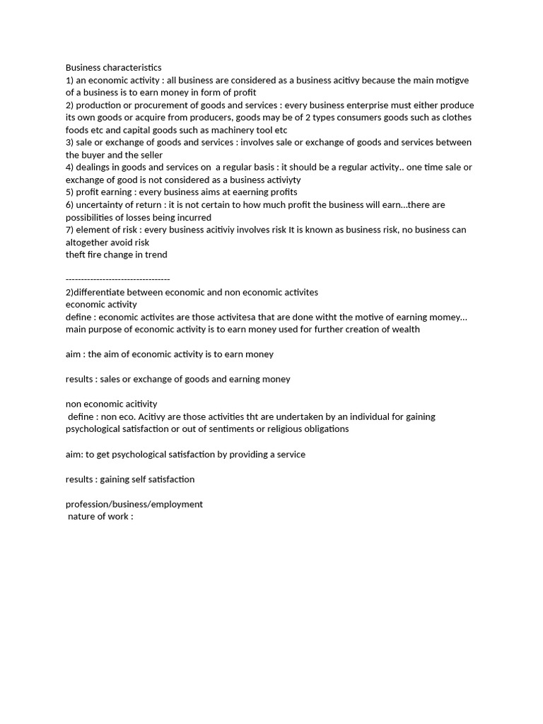 Business Characteristics | PDF